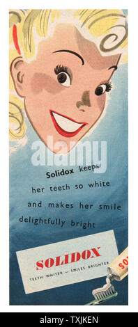 1947 UK Magazine Solidox Toothpaste Advert Stock Photo - Alamy
