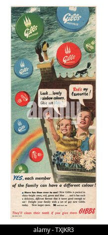 1947 UK Magazine Gibbs Toothpaste Advert Stock Photo - Alamy