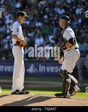 Chicago White Sox pitcher Tyler Davis reacts as New York Yankees' Paul ...