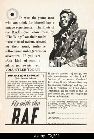 1941 UK Magazine RAF recruitment Advert Stock Photo - Alamy