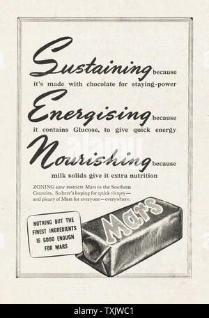 1944 UK Magazine Mars Bar Advert Stock Photo - Alamy