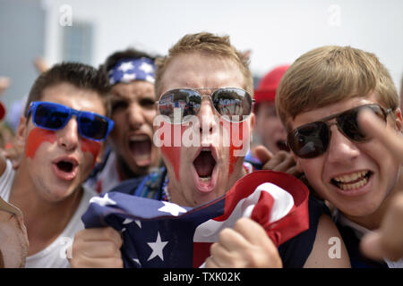 A U.S. fan cheers before the World Cup Group D soccer match between the ...
