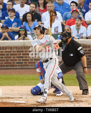 Chicago Cubs' Daniel Murphy hits a one-run double against the Chicago ...