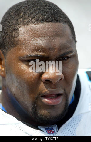 Carolina Panthers defensive tackle Damione Lewis (92) gets a hand on ...