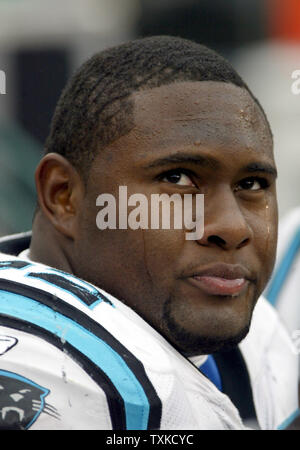 Carolina Panthers defensive tackle Damione Lewis (92) gets a hand on ...