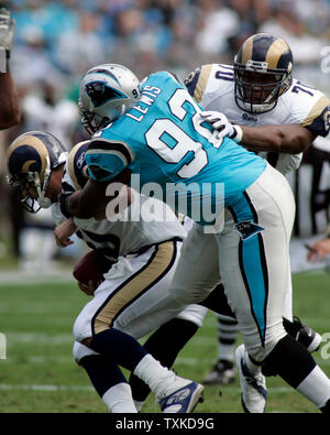 Carolina Panthers' Damione Lewis (92) is shown before an NFL football ...