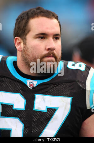 Carolina Panthers center Ryan Kalil (67) looks over the Atlanta Falcons ...