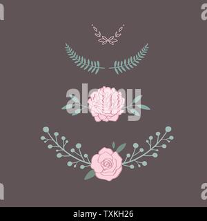 Set of peony flowers. Beautiful decorative plants Stock Vector Image ...