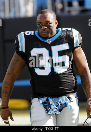 Carolina Panthers fullback Mike Tolbert (35) is tackled by Tampa Bay ...