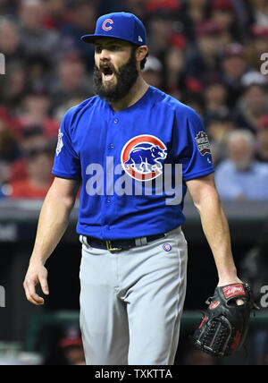Chicago Cubs starting pitcher Jake Arrieta delivers during the second ...
