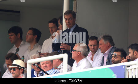 Nigel Farage in the stands during the ICC Cricket World Cup group stage ...