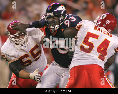 Denver Broncos defensive tackle Jordan Jackson (94) warms up before an ...