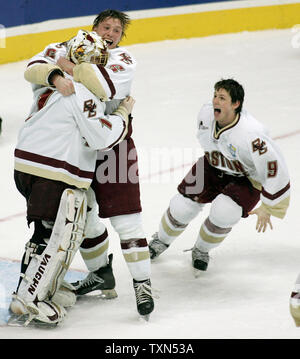 Boston College players celebrate after defeating Virginia Tech during ...