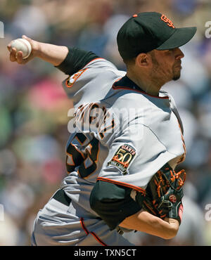 Giants starting pitcher Jonathan Sanchez works against the Arizona ...