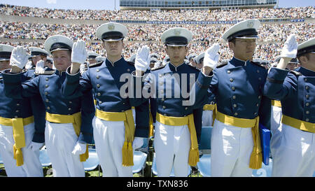 Graduating cadets take the Oath of Office during the United States Air ...