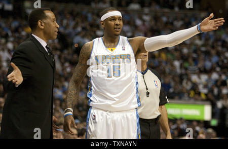 Denver Nuggets interim head coach David Adelman in the first half of ...