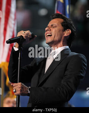 Singer / songwriter Marc Anthony sings the National Anthem at the 2012 ...