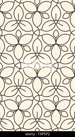 Geometric flower seamless pattern. Linear style. Minimal design ...