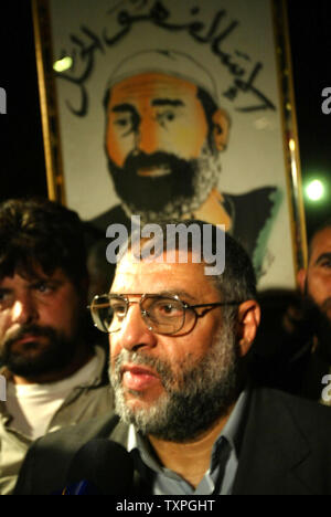 Hamas new leader Abdel Aziz Rantisi is greeted by his supporters in ...