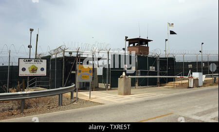 Entrance to the detention Camp Delta on US Naval station Guantanamo Bay ...