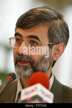Iran's government spokesman Gholam Hossein Elham speaks during his ...