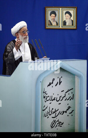 (L-R) Iranian cleric Ahmad Janati, who chairs the powerful Guardians ...