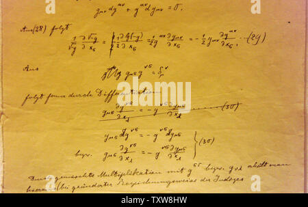 A close-up of a section of a page of the original manuscript of Albert ...