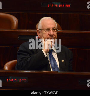 Israeli President Reuven Rivlin, second right, gestures to Indian Prime Minister Narendra Modi ...
