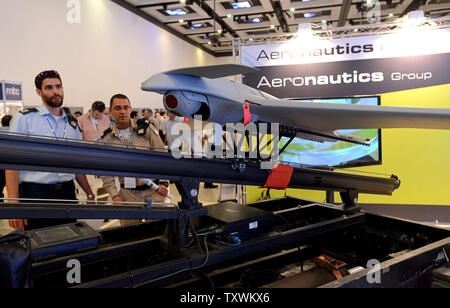 Israeli military personnel look at the Orbiter 3 unmanned aerial ...