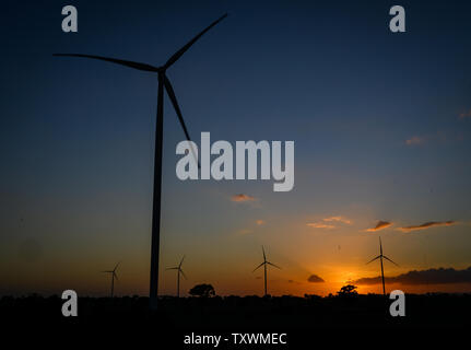 A view of Turbines on Tolo 1Jeneponto wind energy power plant in South ...