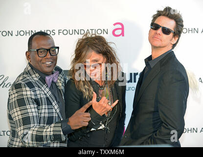 Randy Jackson, Steven Tyler and Jim Carrey at the 21st Annual Elton ...