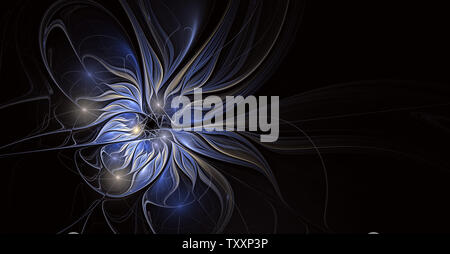 Fabulous fractal pattern in blue. Digital fractal art. Smooth blue ...