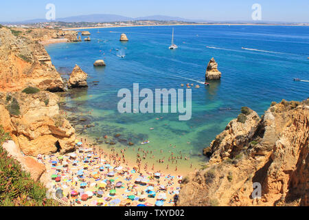 Panoramic view of stacks in the ocean - Lagos Stock Photo - Alamy