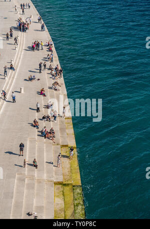 Waterfront promenade with steps in Zadar, Croatia, Dalmatia County ...