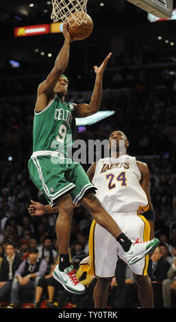 Boston Celtics' Rajon Rondo goes to the basket during the second half ...