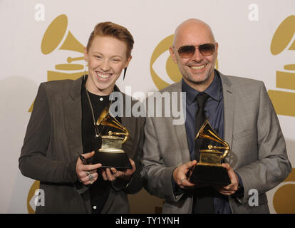 Elly Jackson (L) and Ben Langmaid of British group La Roux pose with ...