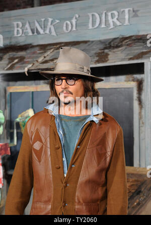 Actor Johnny Depp, who voices the titular character Rango in the ...