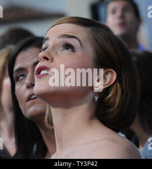 English actress Emma Watson, a cast member in the motion picture comedy ...