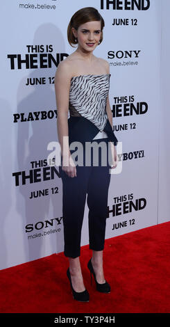 English actress Emma Watson, a cast member in the motion picture comedy ...