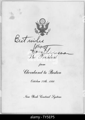 Harry S. Truman's Autograph; Scope and content: Front cover of program ...