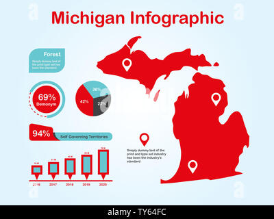 Vector color map of Michigan state. Usa Stock Photo - Alamy