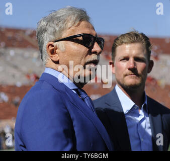 Los Angeles Rams general manager Les Snead walks on the field before an ...