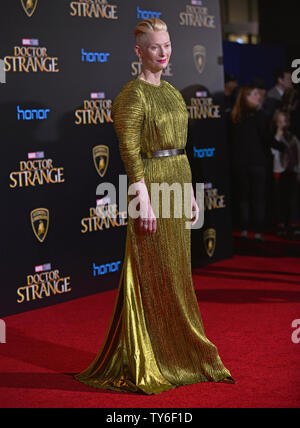 Tilda Swinton at the World premiere of 'Doctor Strange' held at the El ...