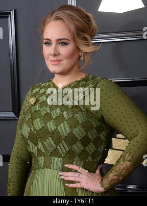 Singer Adele arrives for the 59th annual Grammy Awards held at Staples ...