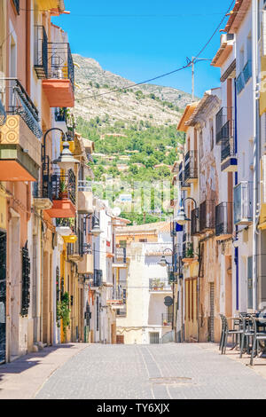 Finestrat, Spain - 12 June 2019: Puig Campana Mountain and village ...