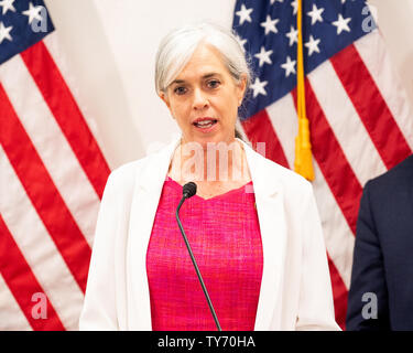 U.S. Representative Katherine Clark (D-MA) speaking at a Democratic ...