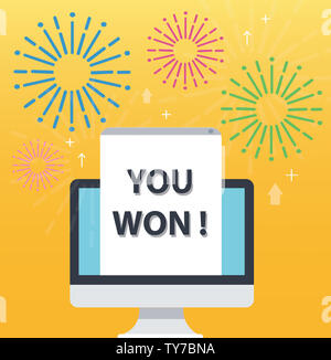congratulations pop up on screen computer and yellow background ...