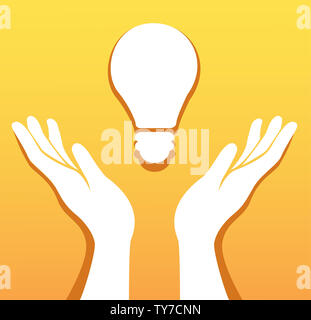 hands holding light bulb icon Stock Photo - Alamy