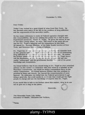 Letter from President Eisenhower to Oveta Culp Hobby; Scope and content ...