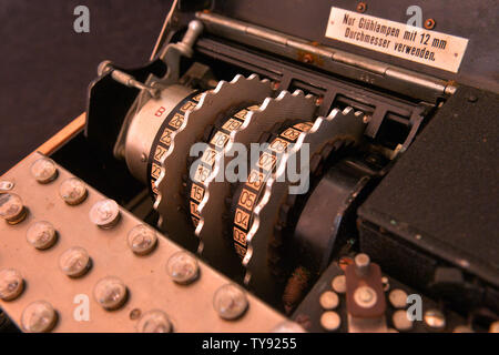 A rare three-cipher rotor design Enigma machine (M3) used by the ...